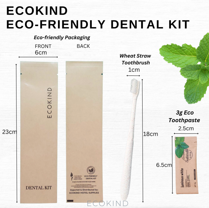 cod Eco-friendly Dental Kit Wheat Straw Toothbrush 3g Eco Toothpaste ...