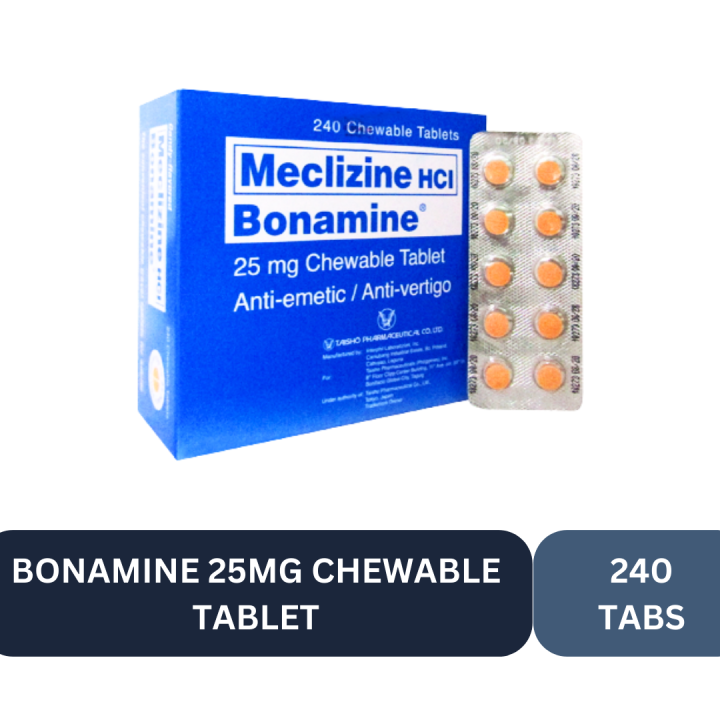 Bonamine Meclizine 25mg Chewable Tablet 1 box 240 tabs | Lazada PH