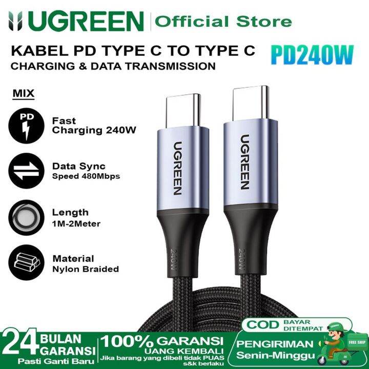 UGREEN Kabel Type C to Type C Fast Charging 240w Nylon Braided 90440 | Lazada Indonesia