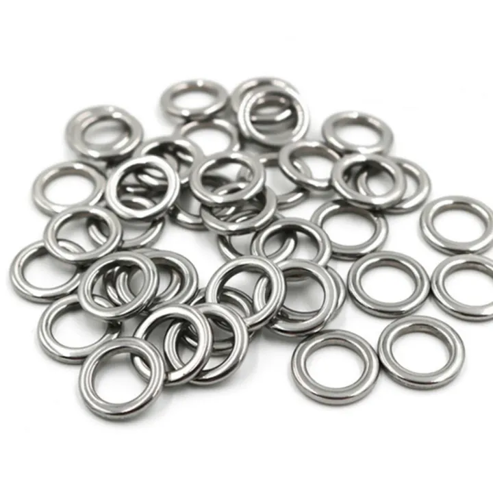 50pcs/pack Fishing Snap Split Rings Solid Stainless Steel Seamless Fishing Lures Tackle ...
