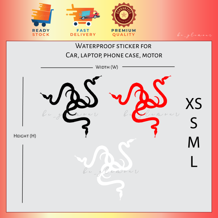 Razer Snake Logo Sticker Reflective gaming Stiker laptop desktop Kereta ...