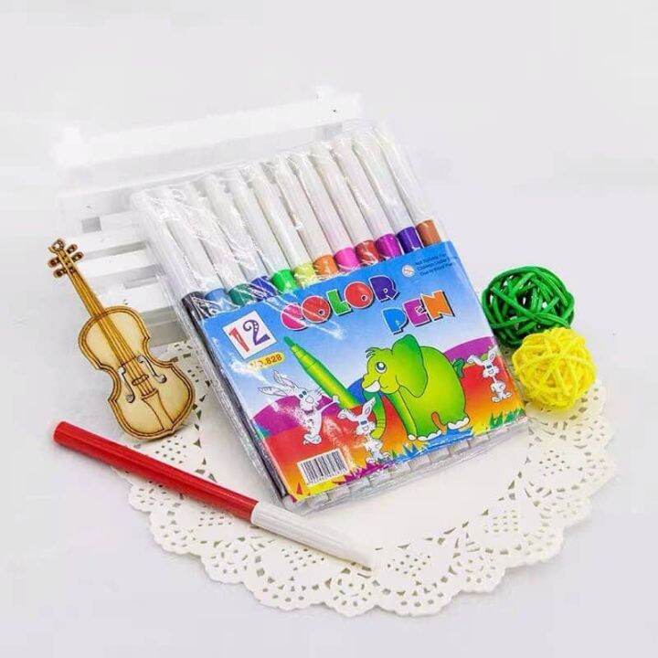 12pcs Assorted Colored Pen Set Permanent Marker Colorpen Arts & Crafts ...
