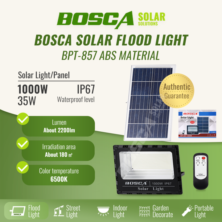 BOSCA Solar Flood Light 1000W IP67 solar flood light with remote ...