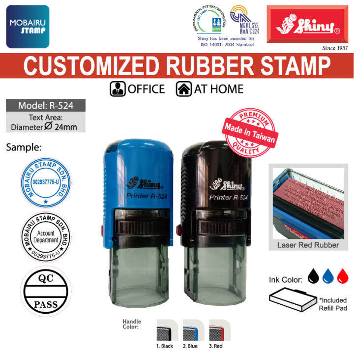 SHINY Round Rubber Stamp - Customized Self Inking Printer R-524[Diameter: 24mm][Company Stamp ...