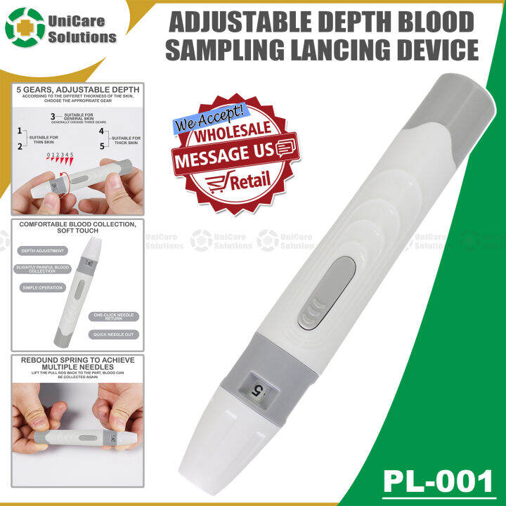 UniCare Solutions Lancet Pen Lancing Device Diabetics Depth Blood ...