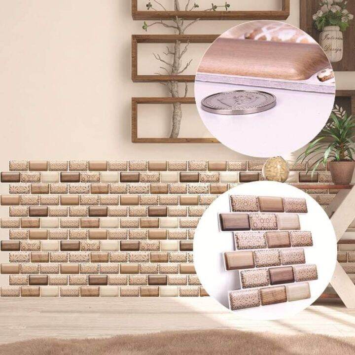 3PCS 3D Kitchen Decor Brick Wallpaper Self Adhesive Sticker (30cm*30cm ...