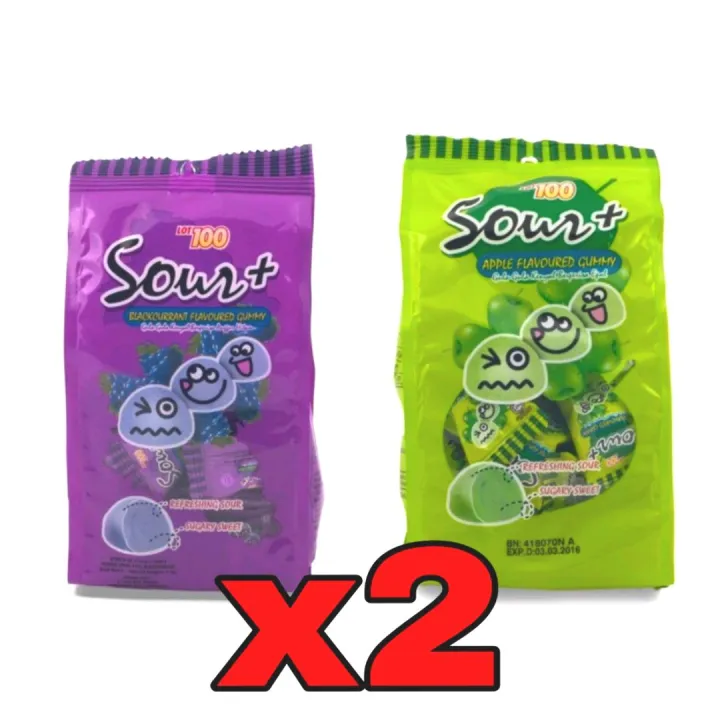 2 packs Sour Plus Lot 100 sour+ Gummy Chewy Sweets Candy Kids Snacks ...