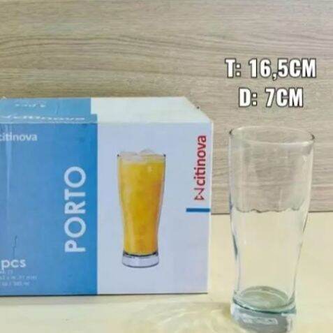 Gelas kaca porto citinova/gelas jus beling/gelas sirup (6pcs) | Lazada ...