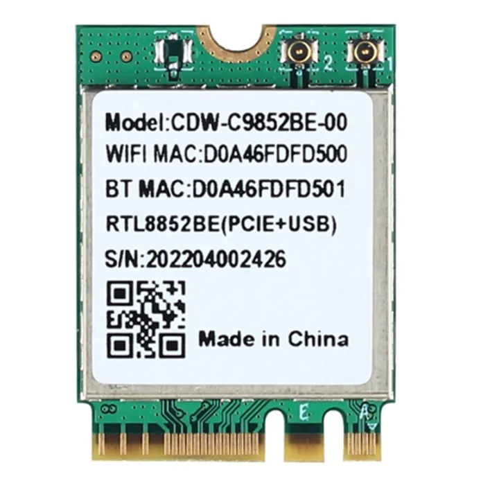 RTL8852BE AX1800 Dual Band 2.4G/5G Wireless WiFi 6 Card Network NGFF M ...