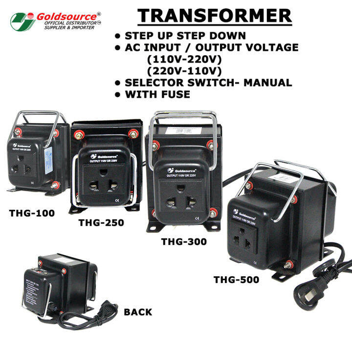 GOLDSOURCE TRANSFORMER STEP UP STEP DOWN WITH FUSE AND SWITCH MANUAL ...