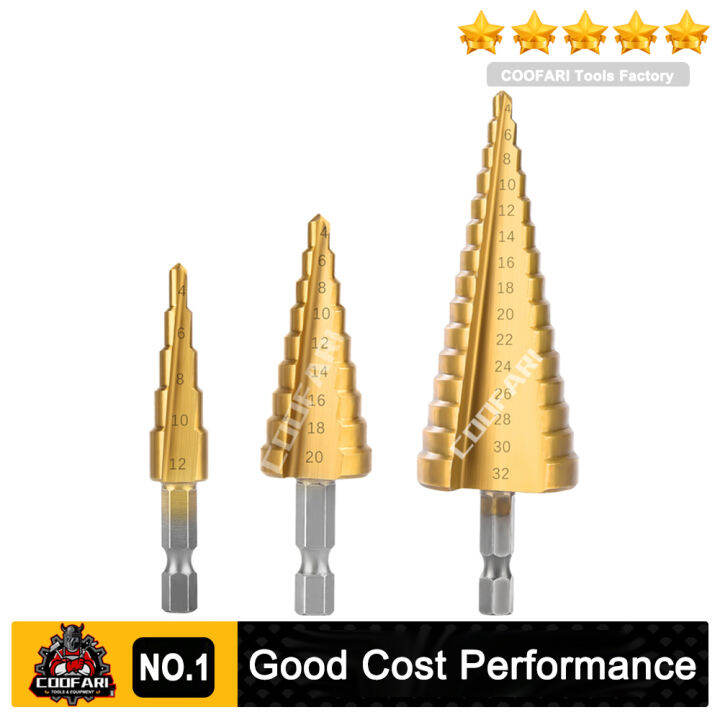 Large Hss Steel Step Cone Drill Titanium Bit Set Hole Cutter 4-12/20 ...