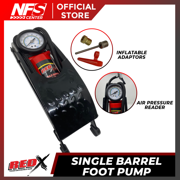 RED X SUPER SERIES HEAVY DUTY METAL SINGLE BARREL FOOT PUMP/Portable ...
