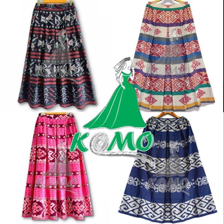 KOMO Rok panjang Tenun Asli Model Semi Payung / Lipit / Wiru | Lazada ...