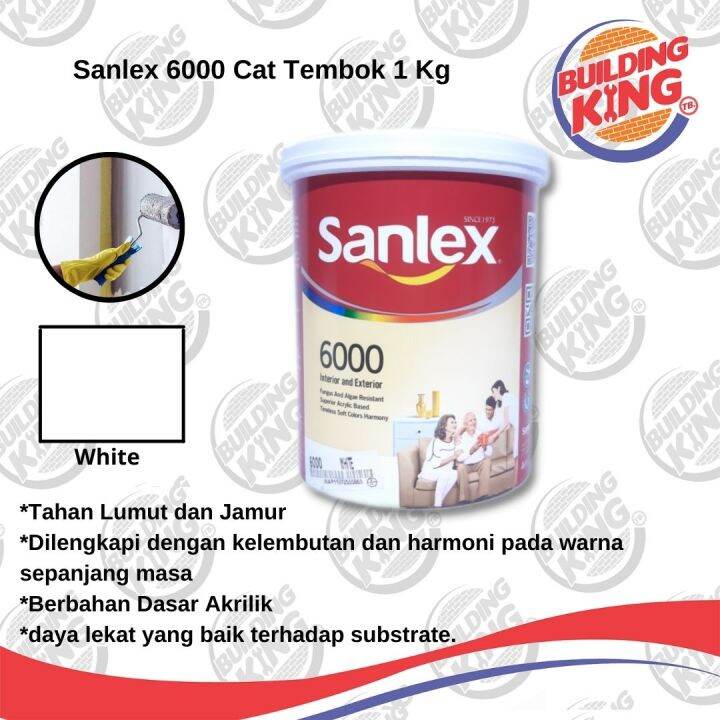 Cat Tembok Putih SANLEX 6000 1 KG White | Lazada Indonesia