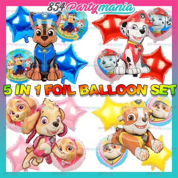 5 IN 1 balloon set foil balloons character chase marshall rubble ...