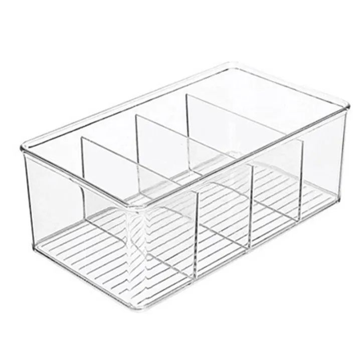 Plastic Food Storage Organizer Bins Divided Compartment Holder for ...