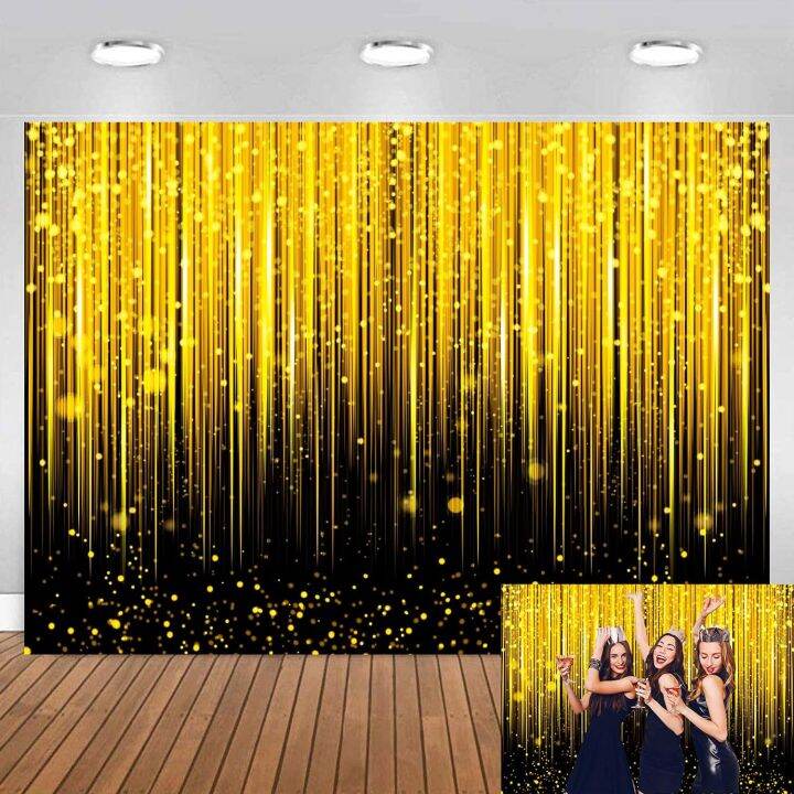 7x5ft Gold Glitter Backdrop for Photography Black and Golden Bokeh Sequin Spots Birthday Party ...