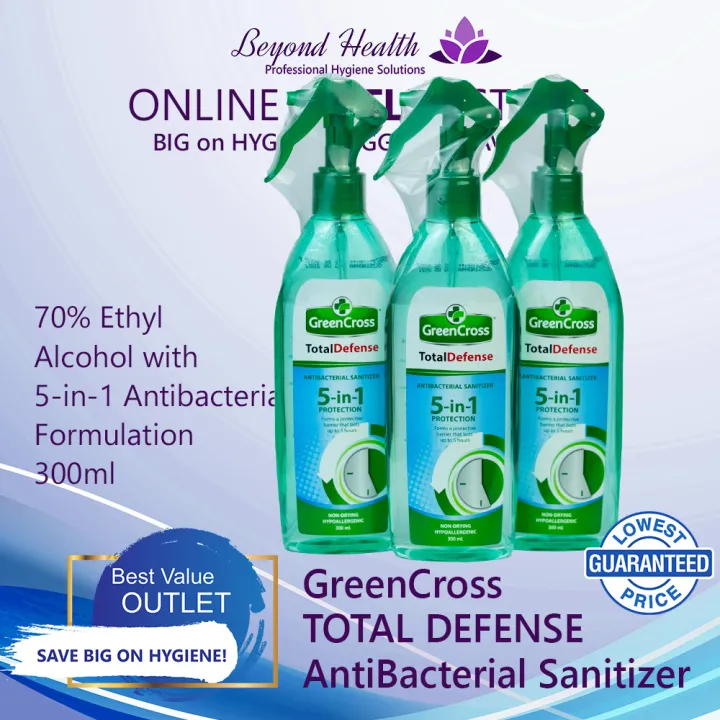 [3X Pack] GreenCross Total Defense Antibacterial Sanitizer 70% Ethyl Alcohol with Moisturizers ...