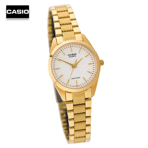 Velashop นาฬิกาข้อมือผู้หญิงคาสิโอ Casio Standard สายสแตนเลสสีทอง ...