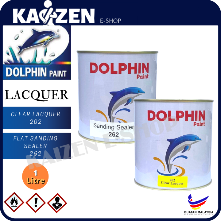 DOLPHIN PAINT 1 LITRE LACQUER 202 Clear Lacquer / 262 Flat Sanding ...