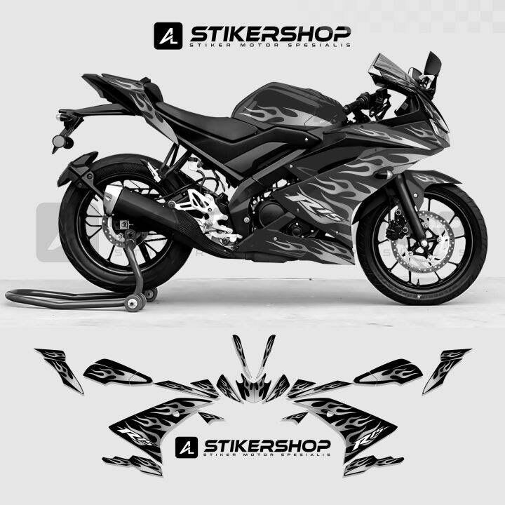 STIKER STRIPING SEMIFULL R15 V3 TRIBAL FIRE DASAR HITAM GRAFIS WARNA ...
