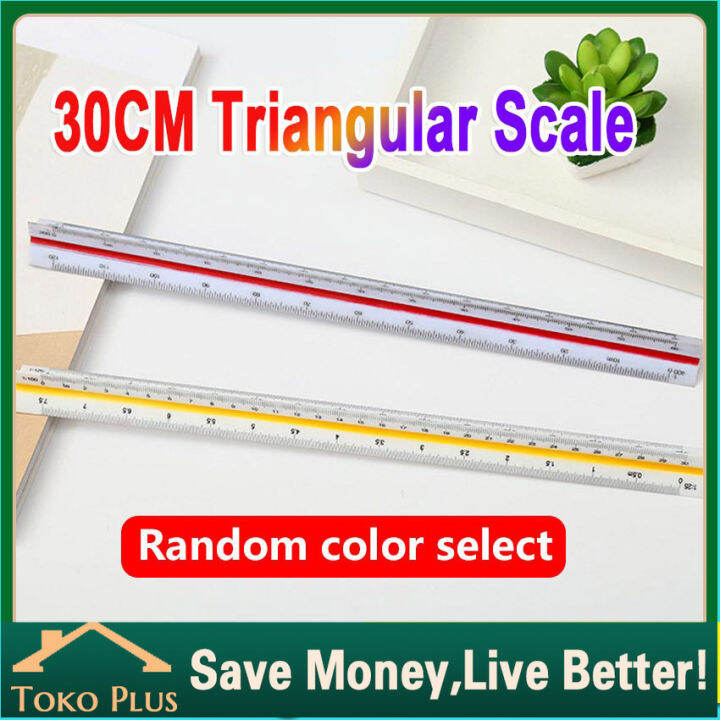 300mm Penggaris Skala Segitiga Arsitek Engineer Drafter Teknik Sipil ...