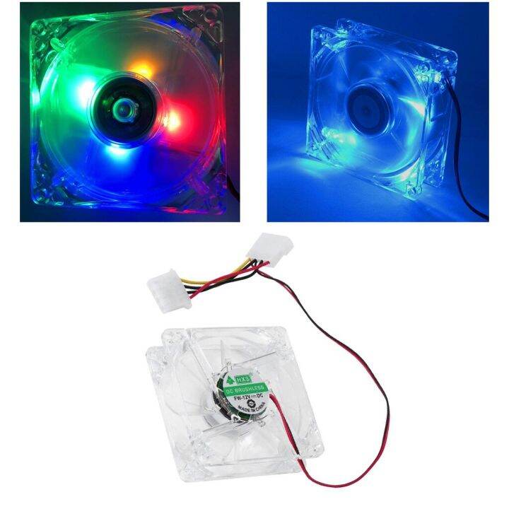 Computer Fan 4 Led 80mm 8025 Silent Pc Computer Case Cooler Fan | Lazada PH
