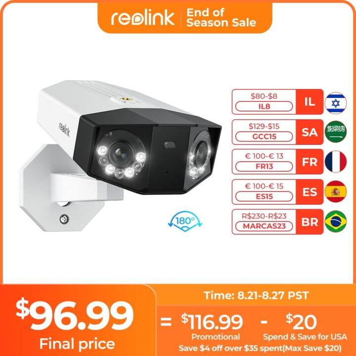 Reolink Duo 2 Series Dual Lens 4K Poe Security Camera 6MP Wifi Outdoor IP Cam 2K+ 4G LTE Battery ...