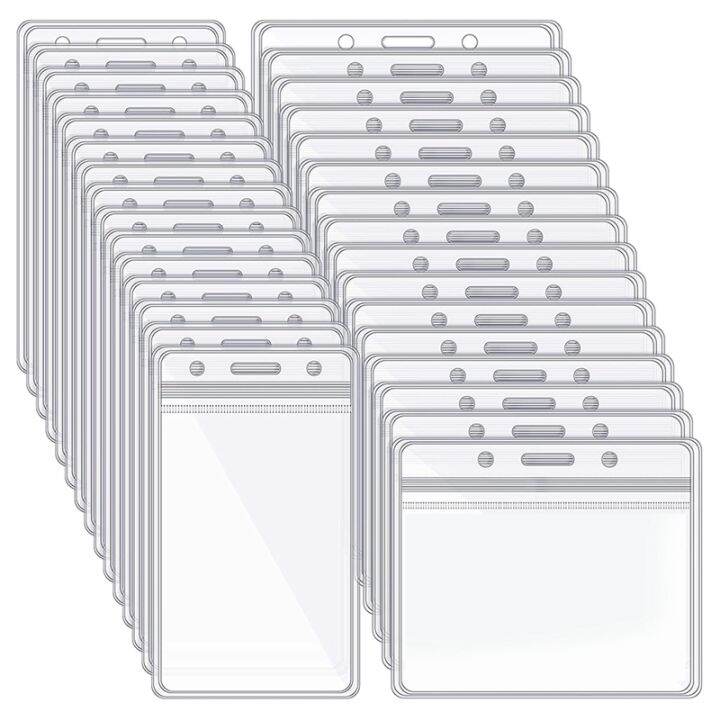 100 Pieces ID Card Name Badge Holder Clear Plastic Name Badge ID Card ...