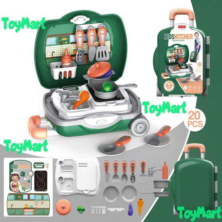 Green Vanyeh Kids Kitchen Suitcase Backpack Play Set with Stickers and ...