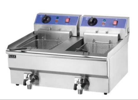Commercial Electric Deep Fat Chip Fryer ถังคู่สแตนเลส Double Table Top ...