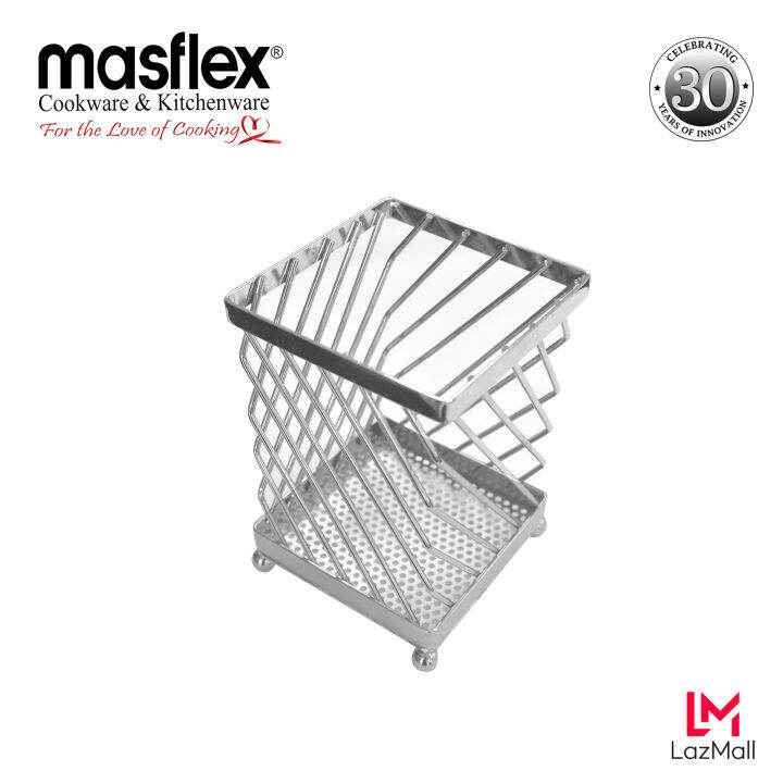 Masflex Square Multi-Purpose Holder L20.5 cm x W20.5 cm x H1.8 cm Made of Chrome Plated/Powder ...
