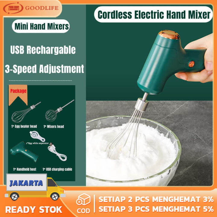 Mixer Tangan Mini Tanpa Kabel USB Rechargeable Hand Mixer 2 Detachable ...