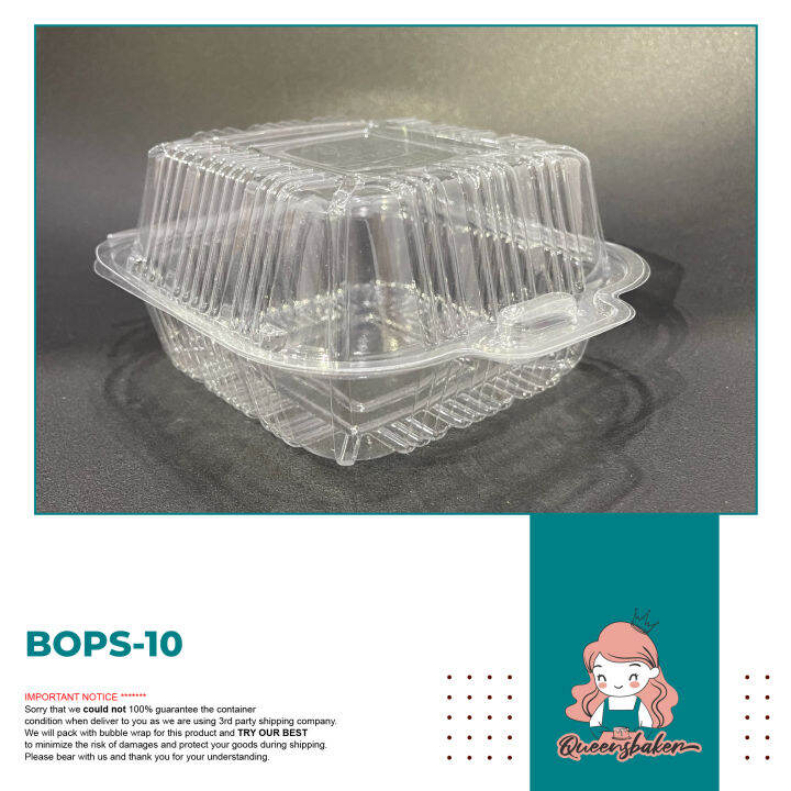 [BOPS-10] Square Tray With Lock /Transparent Cake Box/Bekas Kek (10PCS ...