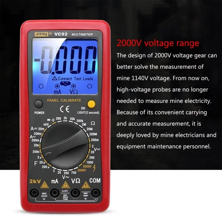 Digital Multimeter 2KV Volt Meter Ohmmeter Auto-Ranging Tester ...