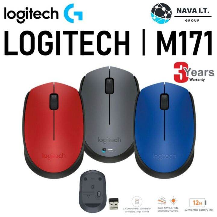 wired ⚡️กรุงเทพฯด่วน1ชั่วโมง⚡️Logitech M171 เมาส์ไร้สาย Wireless Mouse ...