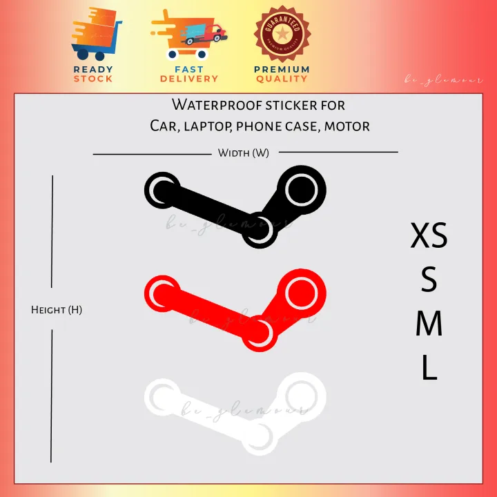 Steam logo Sticker reflective stiker gaming valve car motor superbike ...