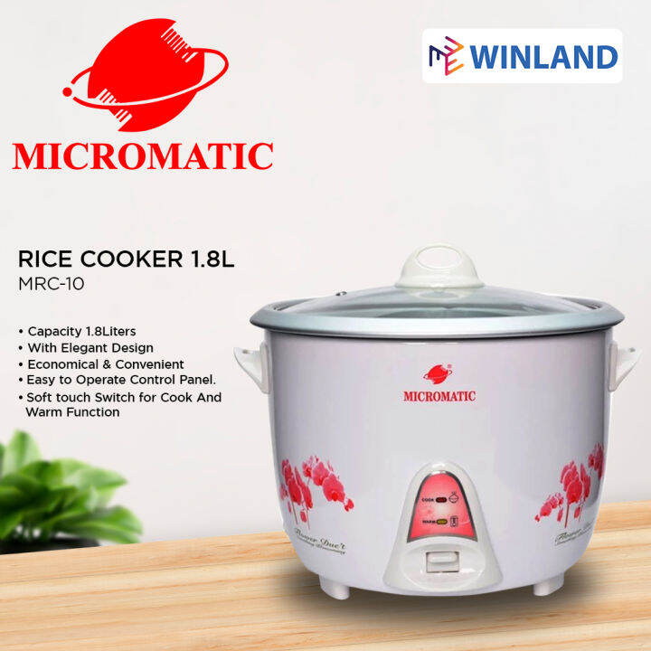 MICROMATIC by Winland Rice Cooker 1.8L 10 Cups of Rice with Glass lid ...