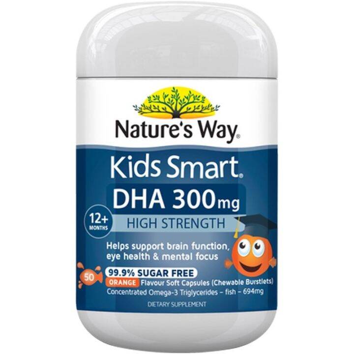 Nature’s Way Kids Smart DHA 300mg HIGH STRENGTH Fish Oil Omega 3, 50 ...