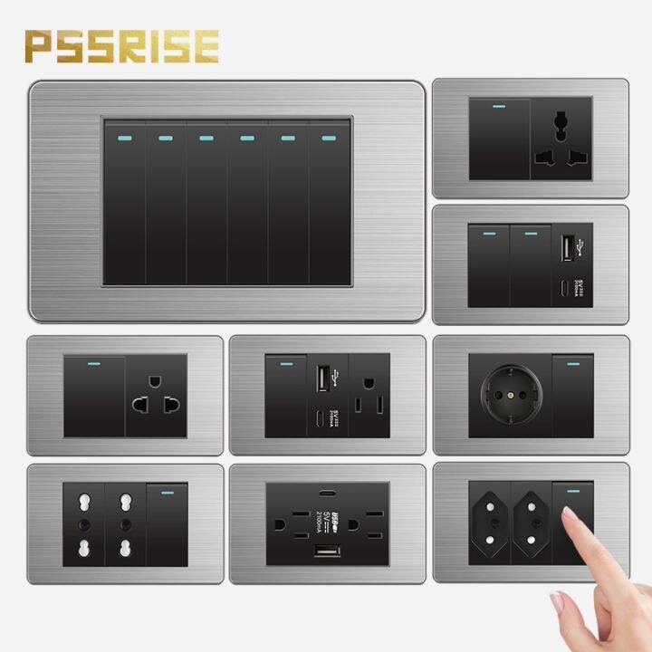 ANN Hardware 」 PSSRISE 118 Brazil EU US Wall Switch Power Socket with 5V 2.1A USB Type c Charger ...