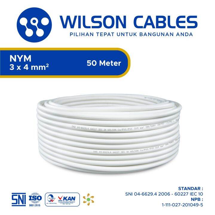 Kabel NYM 3x4 mm2 50 Meter Putih - Kabel Listrik Tembaga Wilson Cables ...