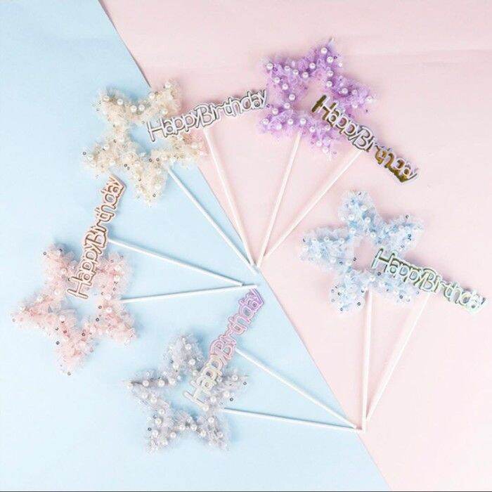 CAKE TOPPER KUE KAIN RENDA HAPPY BIRTHDAY / ULANG TAHUN BENTUK BINTANG | Lazada Indonesia