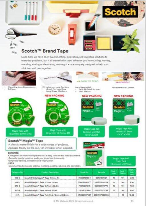 3M Scotch Magic Tape 810 (12.7mm / 19mm ) | Lazada