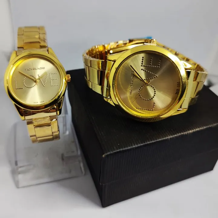 Michael Kors MK3803 Ladies Slim Runway Love Crystal Silver Dial Gold ...