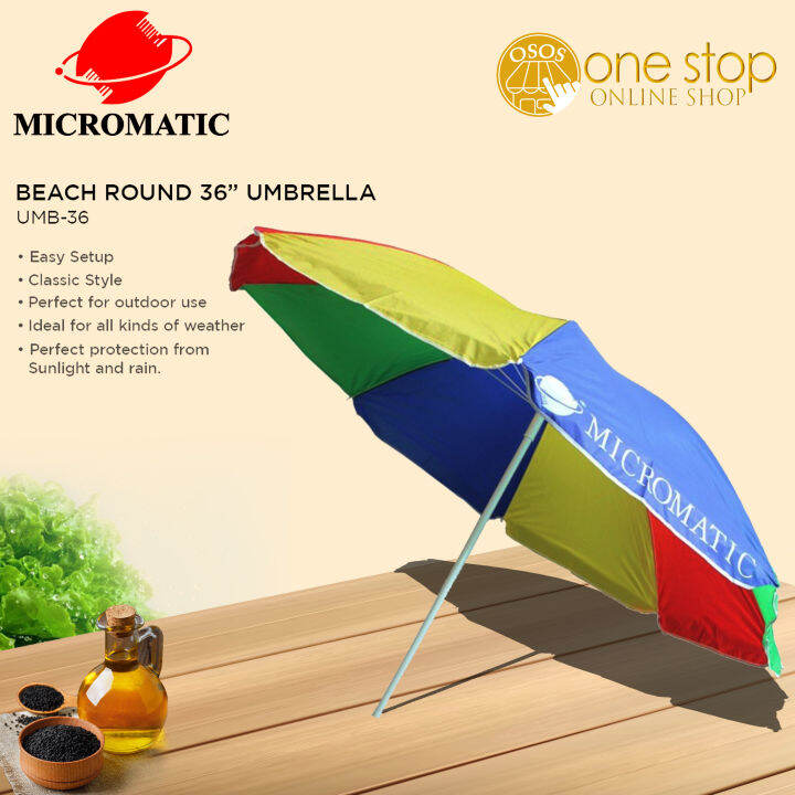MICROMATIC Original High Quality Round 36" Beach Umbrella UMB-36 •OSOS ...