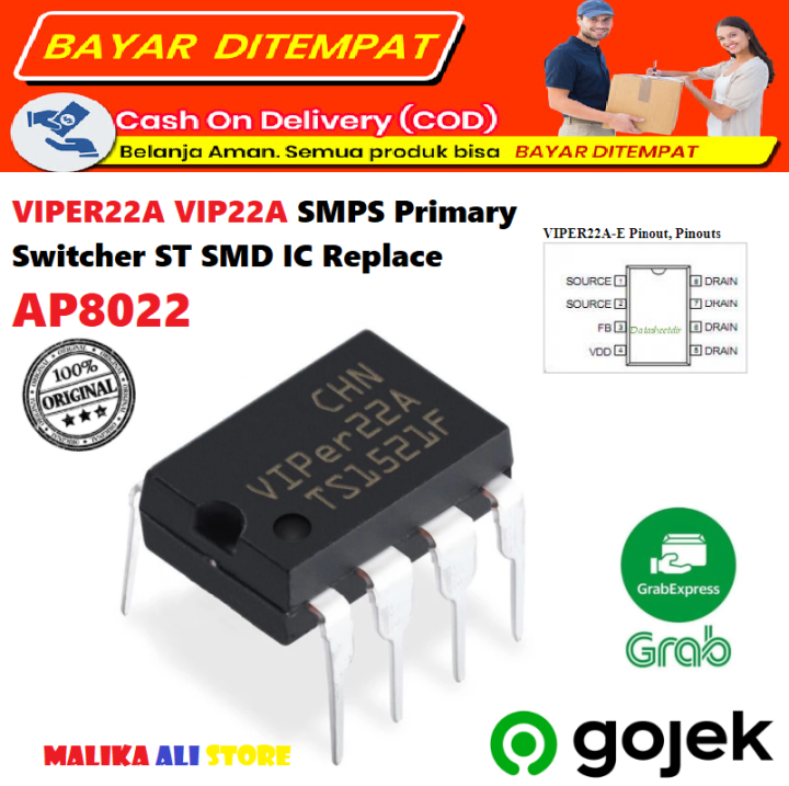 VIPER22A VIP22A SMPS Primary Switcher ST SMD IC Replace AP8022 | Lazada Indonesia