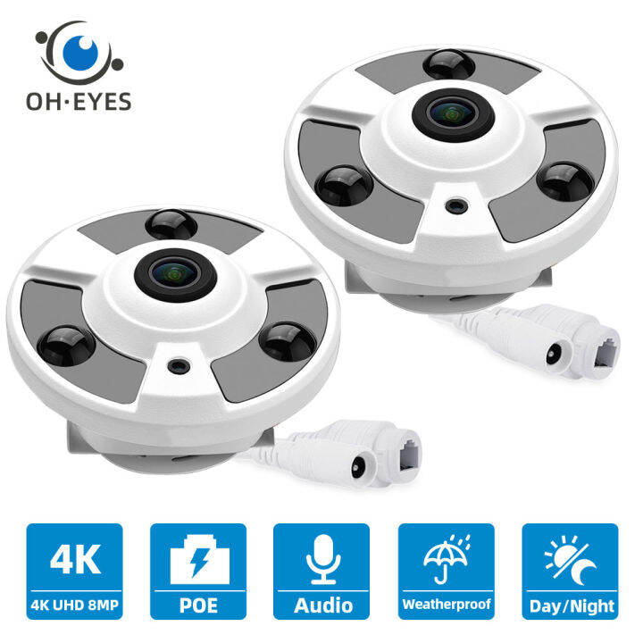 4K POE Security Camera Panoramic Indoor Home 180 Degree Network Fisheye ...