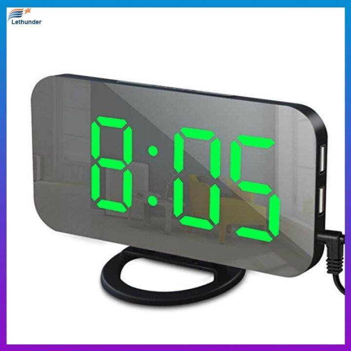 Digital Led Mirror Alarm Clock 2 Ports Usb Charger Snooze Function ...