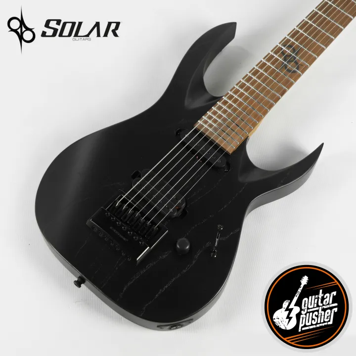 Solar Guitars AB1.7BOP Artist LTD Black Open Pore 7-String Electric Guitar with Evertune Bridge ...