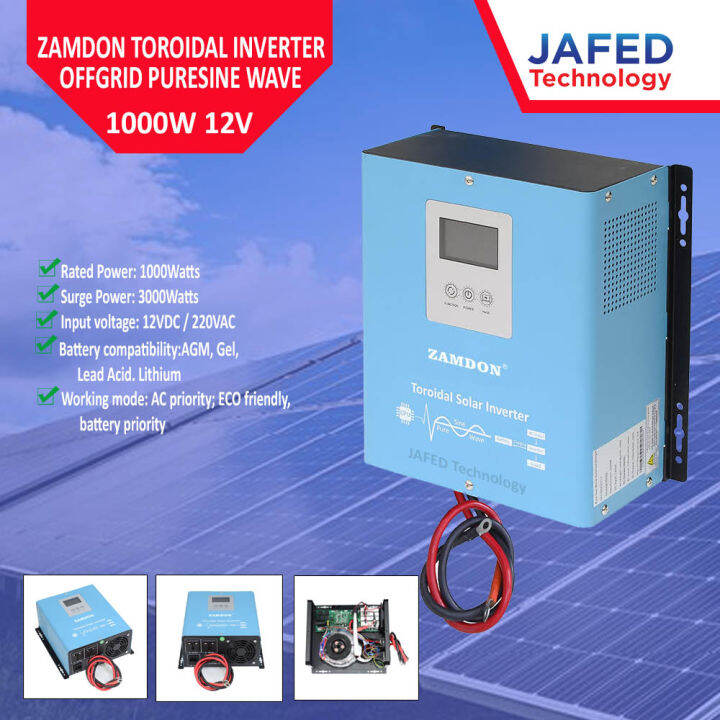 Zamdon 1000w 12v Wall Mounted Offgrid Toroidal Power Solar UPS Charger Inverter - WM Series ...